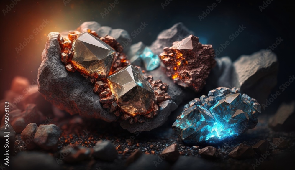 deposits of yellow-orange crystalline ore in a nugget. Precious ...