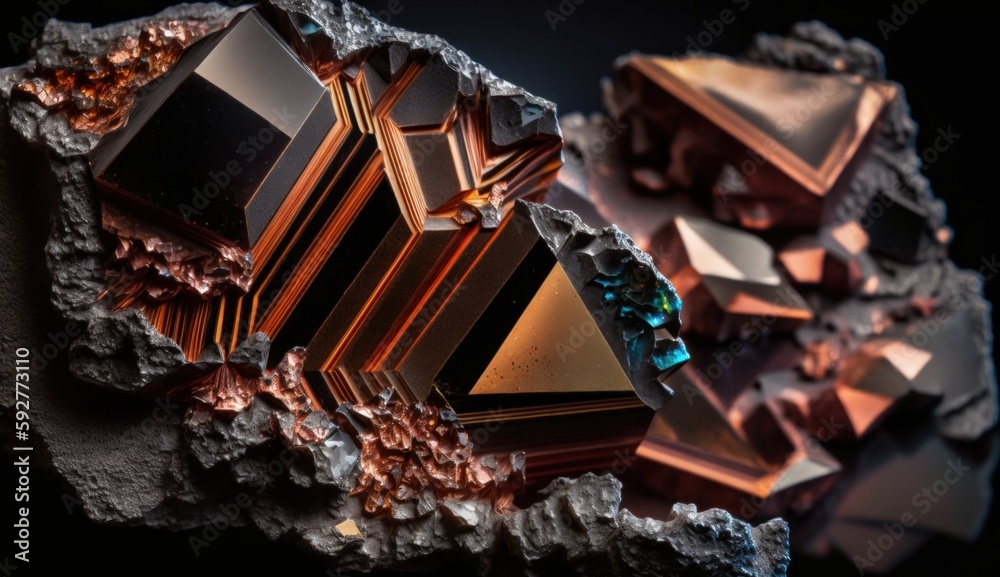 iron ore nugget in a crystalline vein. Precious minerals of different ...