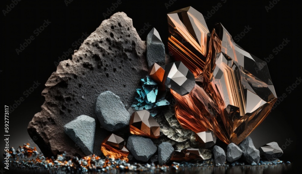 deposits of yellow-orange crystalline ore in a nugget. Precious ...