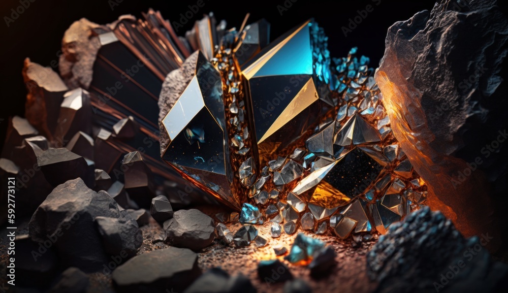deposits of yellow-orange crystalline ore in a nugget. Precious ...
