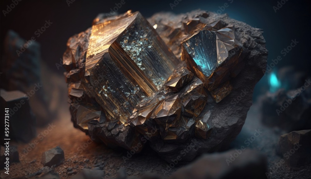 deposits of yellow-orange crystalline ore in a nugget. Precious ...