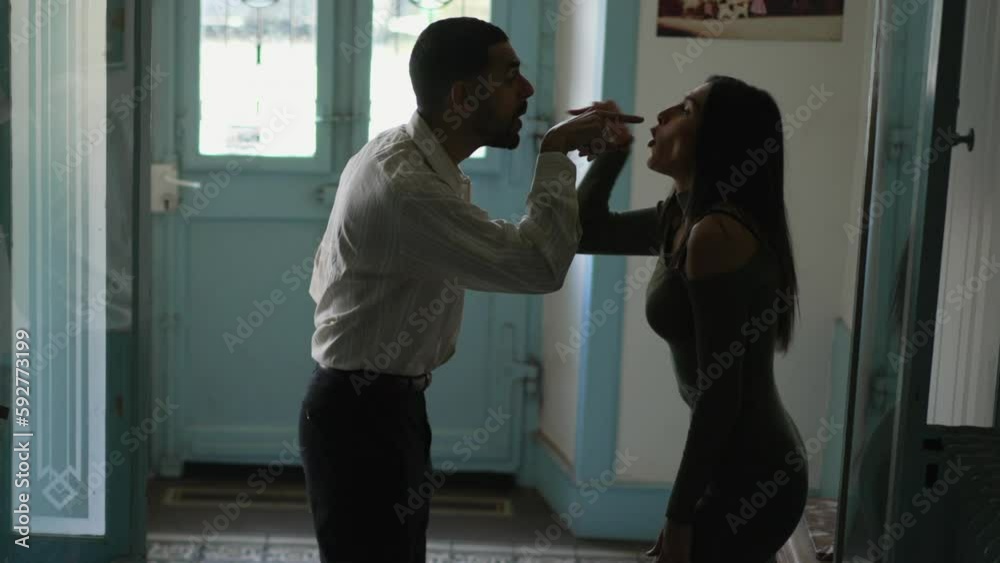 Heated argument between two people pointing fingers and arguing about ...