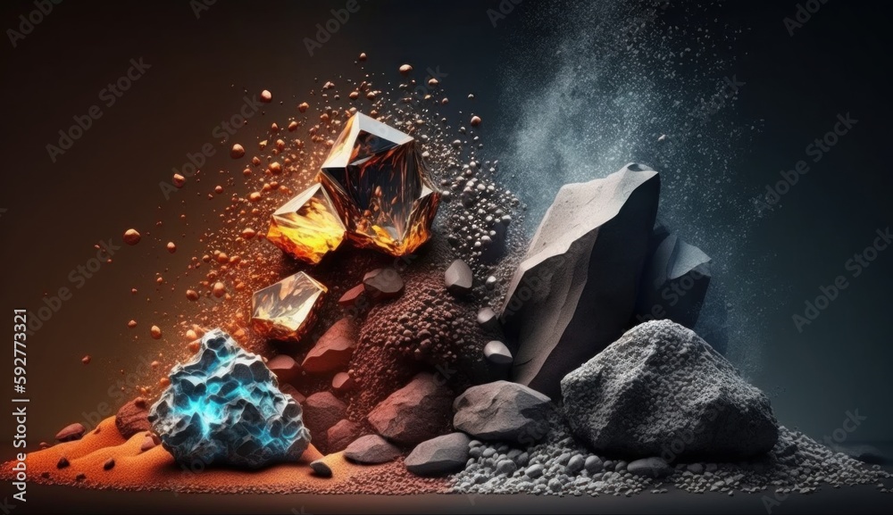 deposits of yellow-orange crystalline ore in a nugget. Precious ...