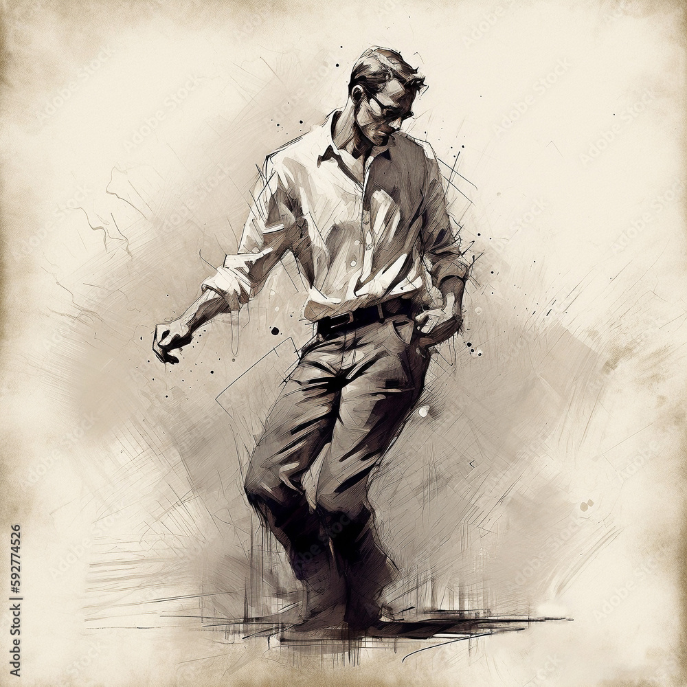 pencil sketch: dancing (generative ai content; previously uploaded with ...
