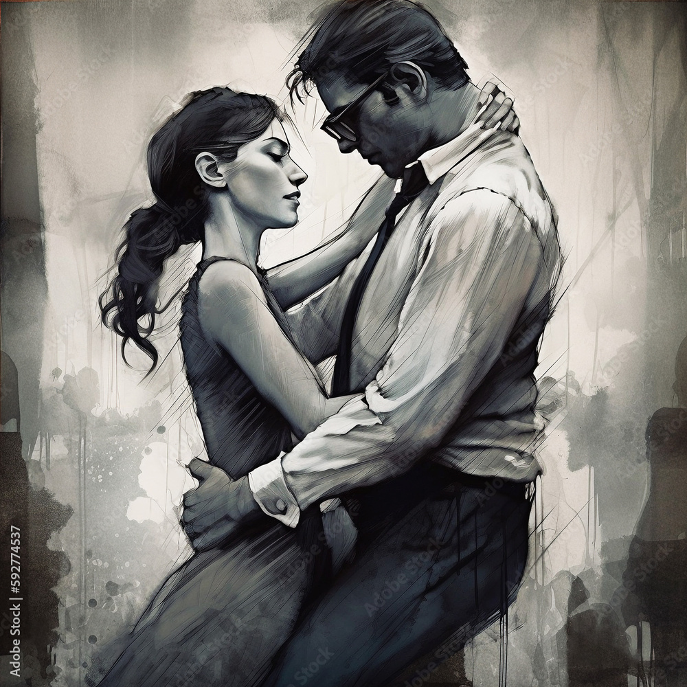 pencil sketch: slow dance (generative ai content; previously uploaded ...