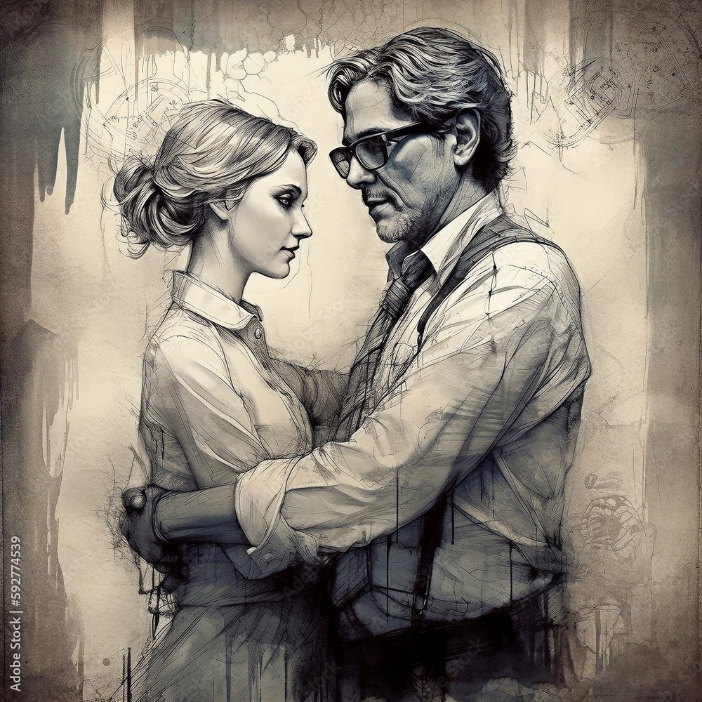 pencil sketch: slow dance (generative ai content; previously uploaded ...