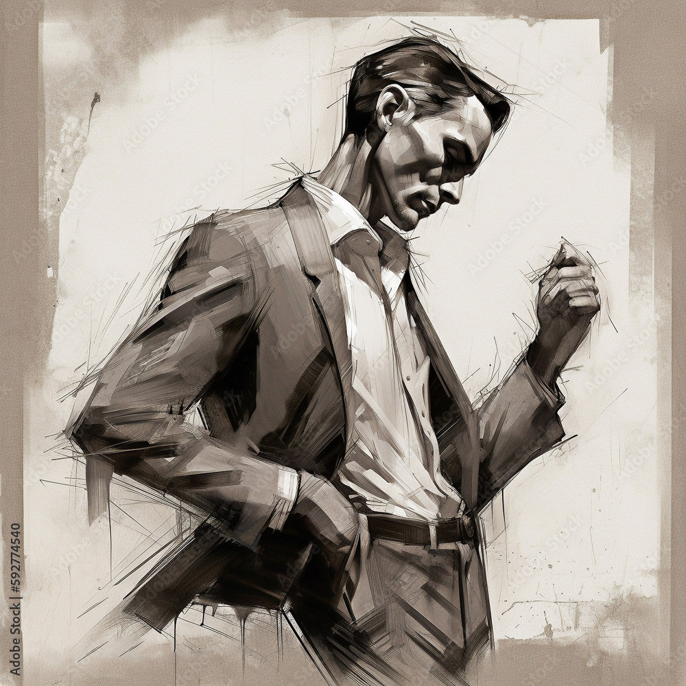 pencil sketch: cool man (generative ai content; previously uploaded ...