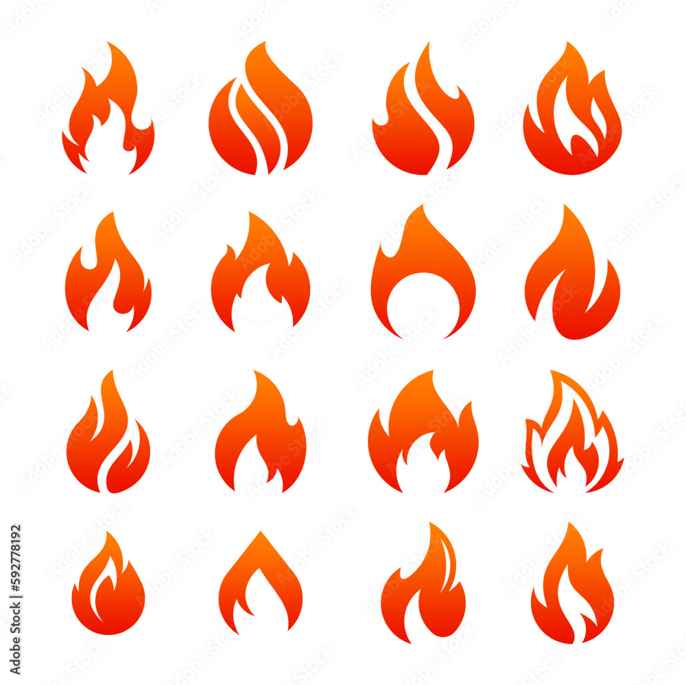 icon set Fire flame logo vector illustration design template. vector ...