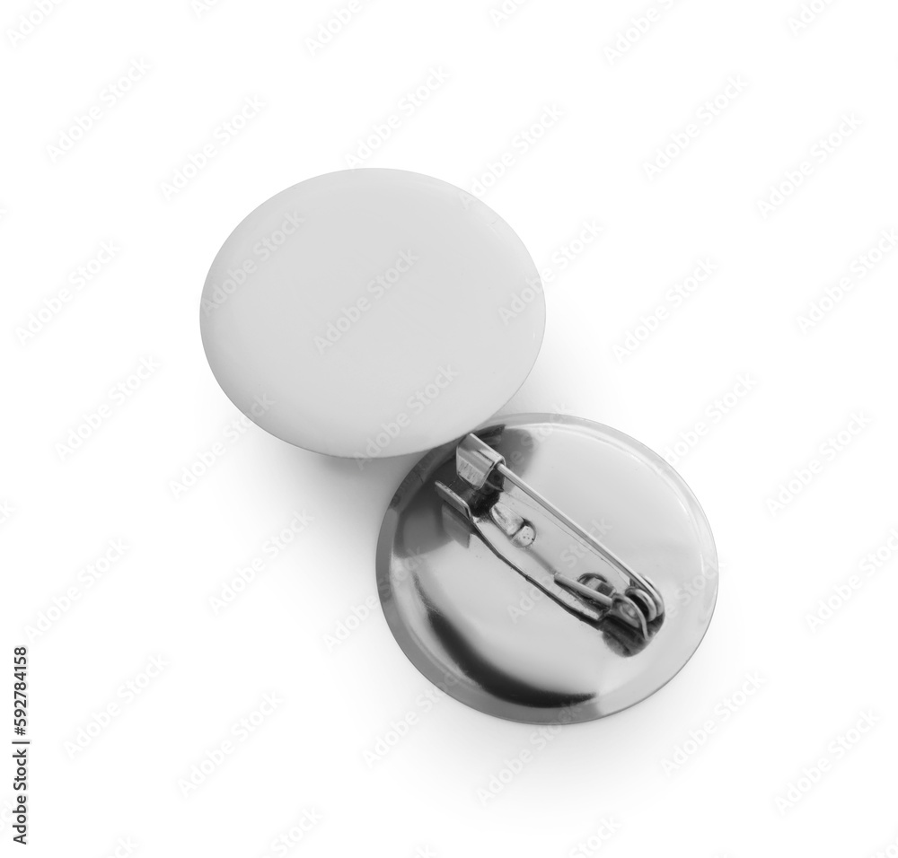 Blank white badges on white background Stock Photo | Adobe Stock