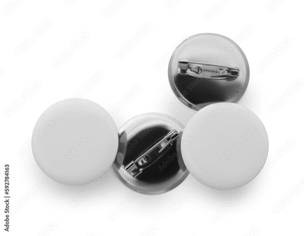 Blank white badges on white background Stock Photo | Adobe Stock