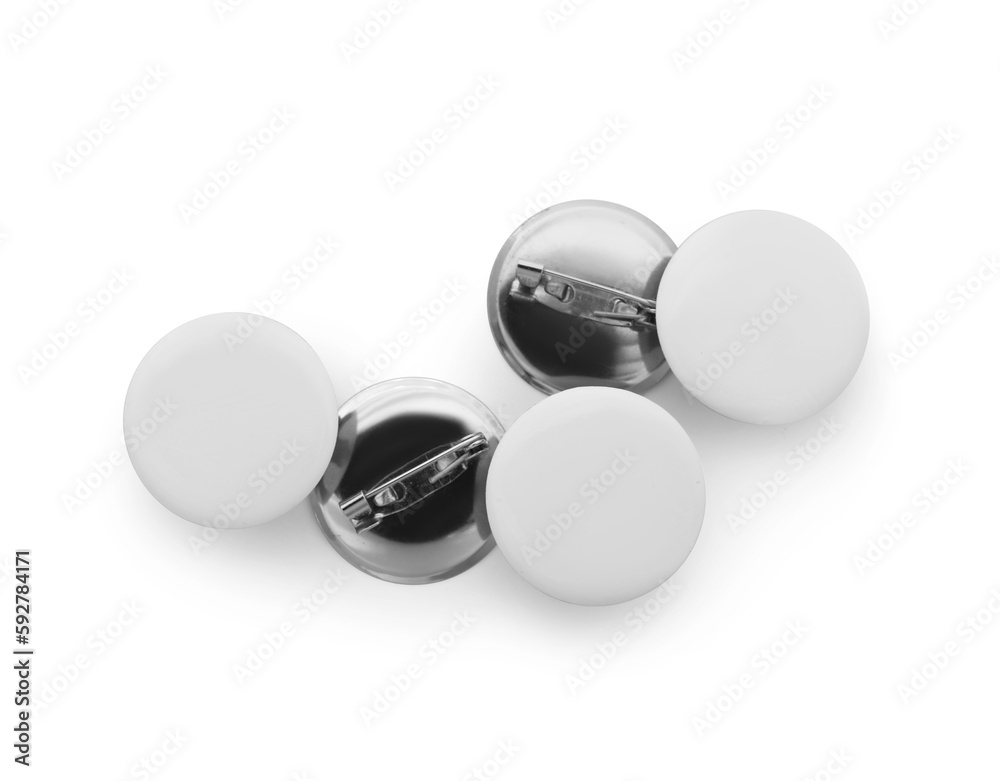 Blank white badges on white background Stock Photo | Adobe Stock