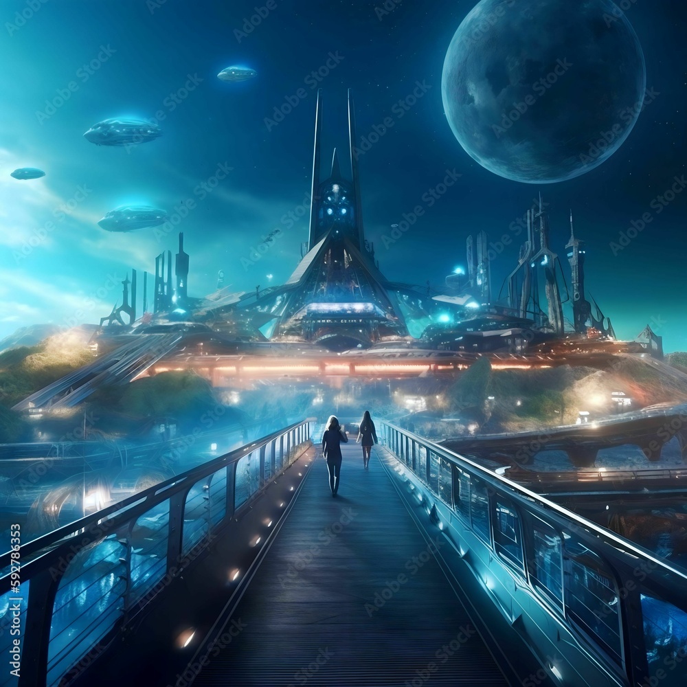 cidade futuristica, criado por Inteligência artificial. Stock ...