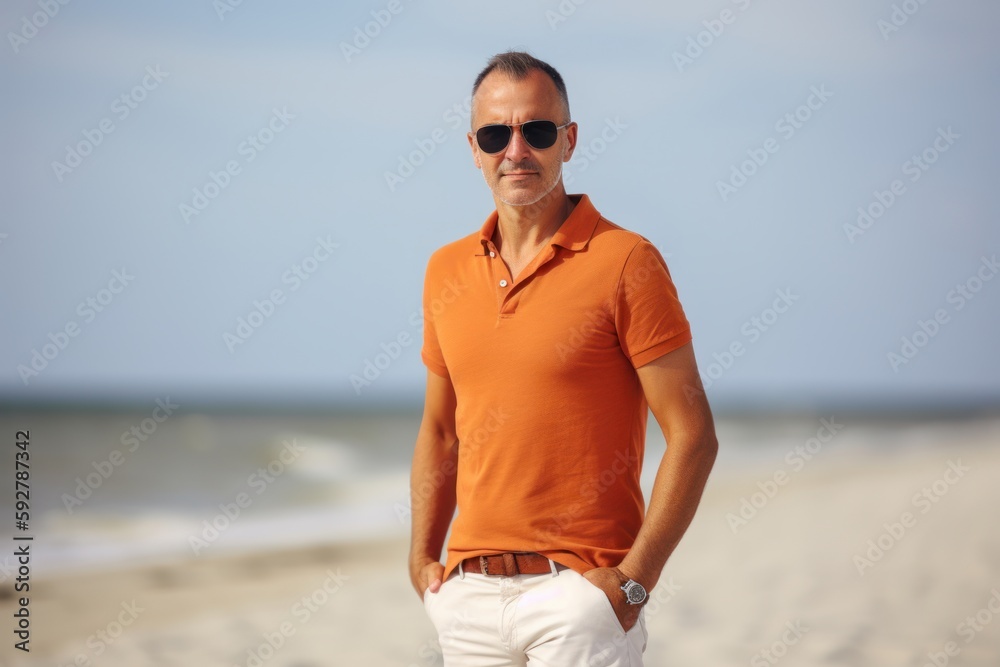 ภาพประกอบสต็อก Full-length portrait photography of a satisfied man in ...