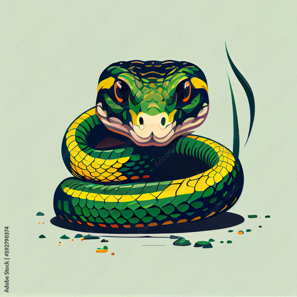 snake slithering, vector illustration, flat design style, Generative AI ...