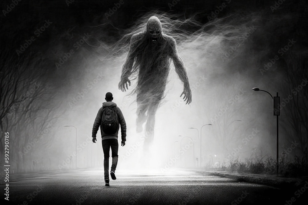 spirit from beyond creepy monster in horror movie walking in air ...