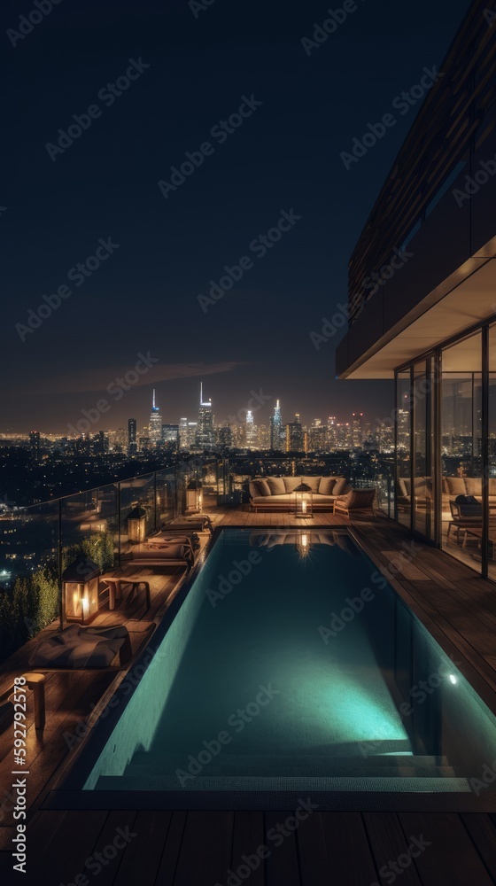 Captivating Cityscape: Luxurious Rooftop Terrace with Heated Infinity ...