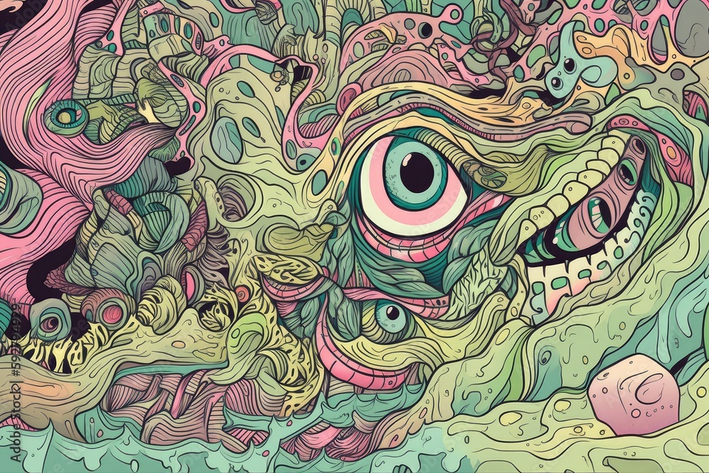 trippy creature, with its pastel colors and psychedelic patterns ...