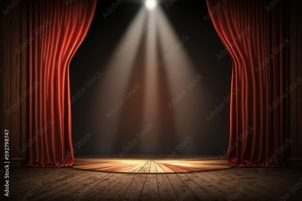 Magic theater stage red curtains. Show concept. AI generated, human ...