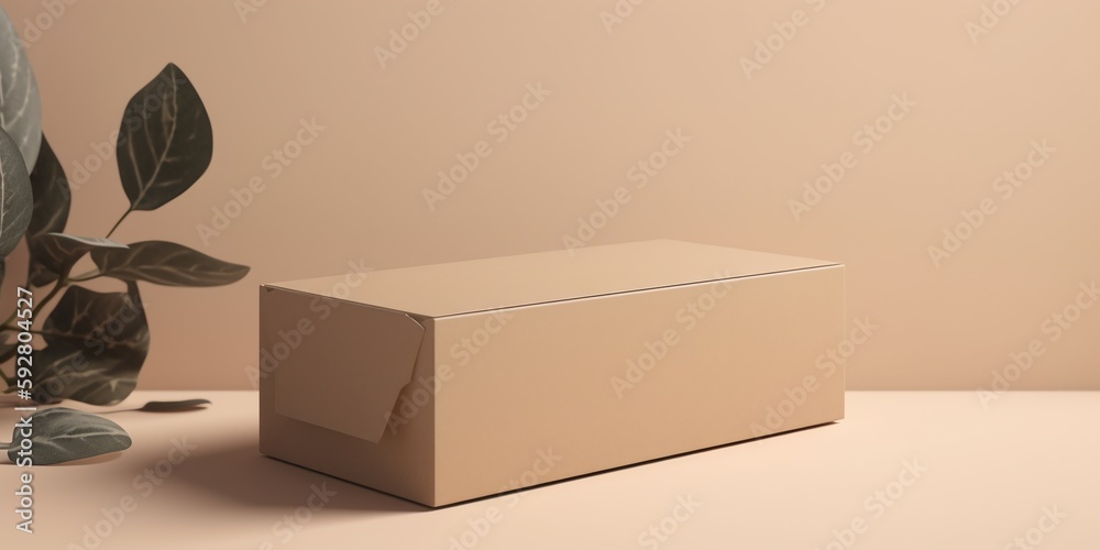 Craft paper box mockup. Copy space for text and logo. Empty carton ...