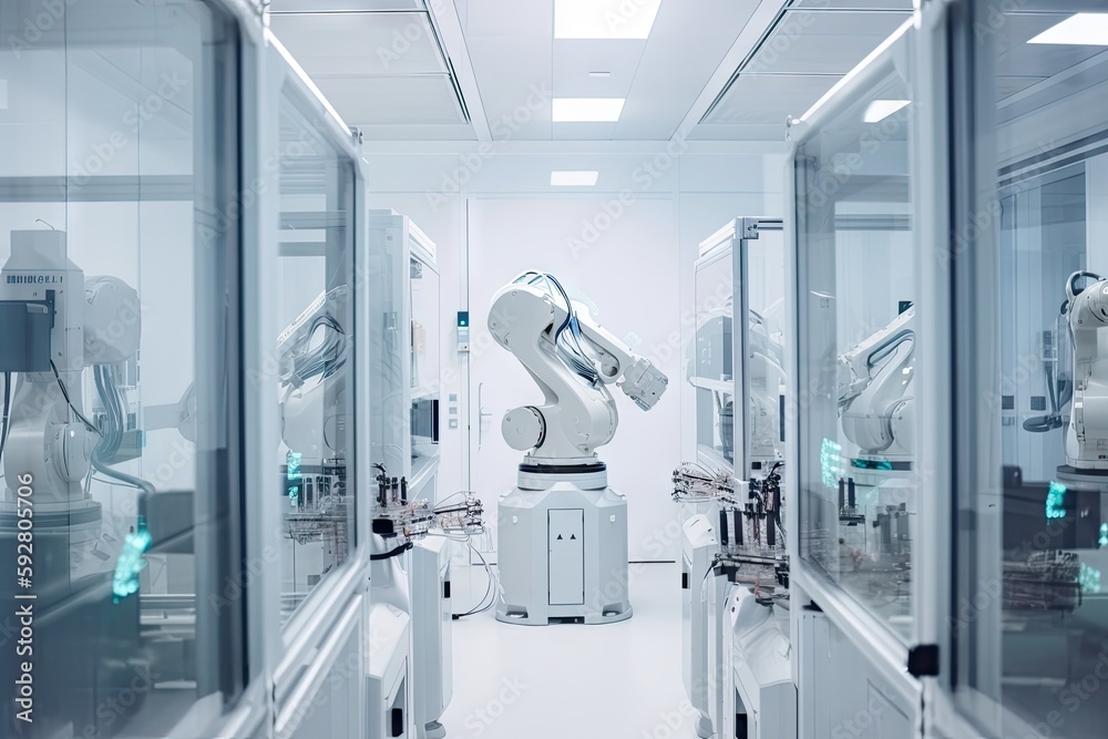 series of cleanroom and sterile environment robots working together to ...