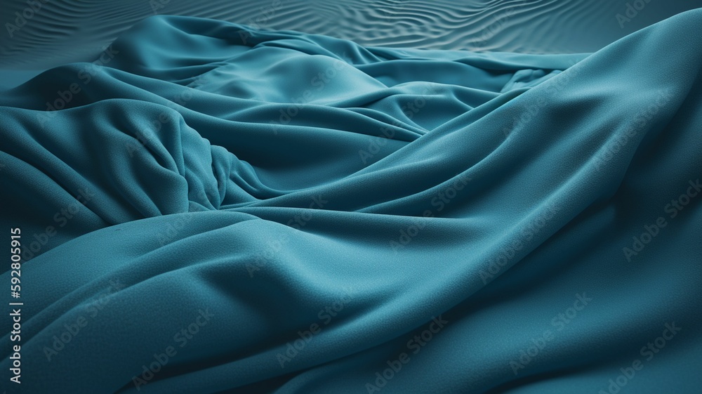 Spectacular photograph of bright blue fabric that simulates sand dunes ...
