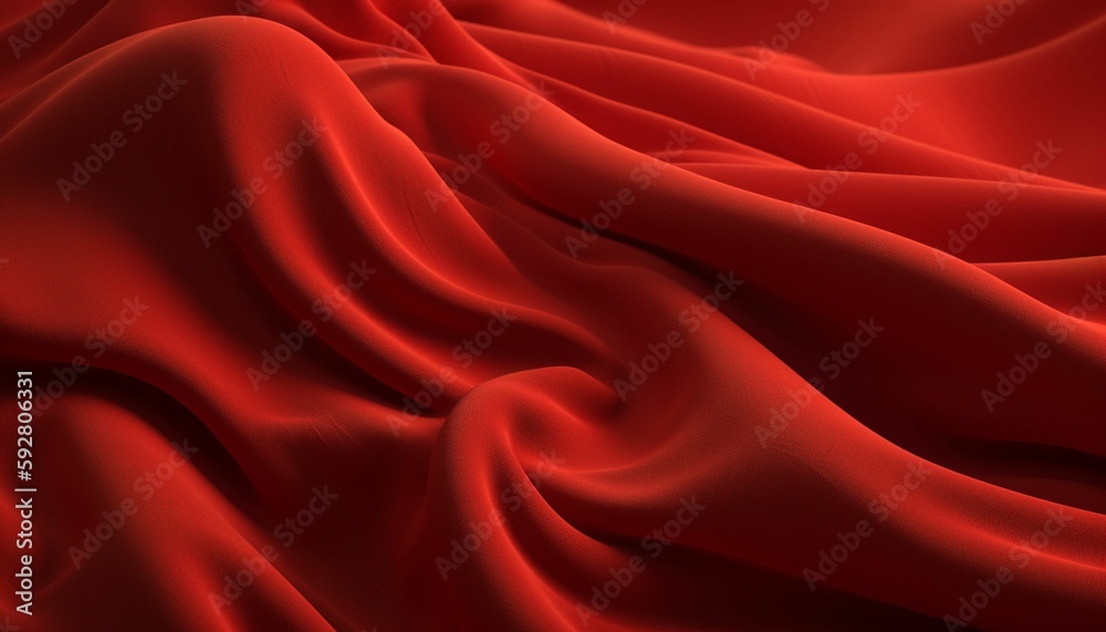 Spectacular photograph of bright red fabric that simulates sand dunes ...