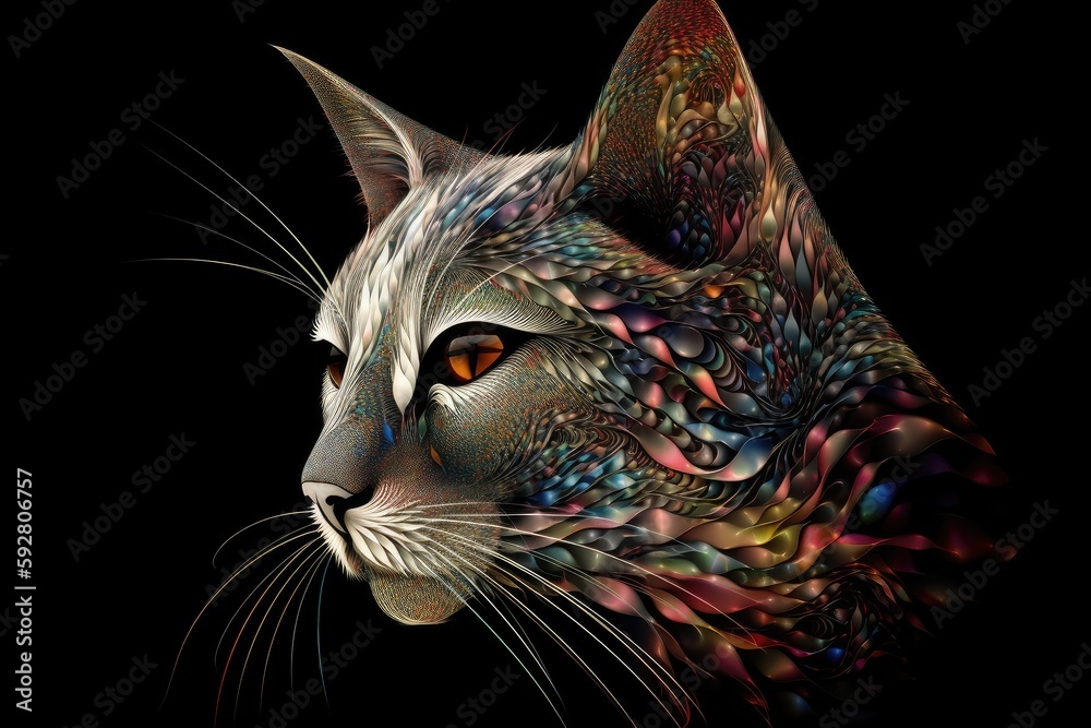 trippy cat, rotating and morphing into other shapes and forms, created ...