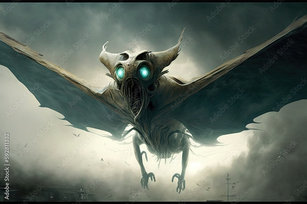 flying monsters depicted in horror movie creature walking in air ...