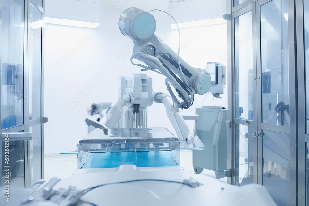 cleanroom robot, with surgical instruments and medical supplies ...