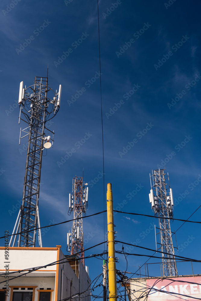 Telecommunication tower of 4G and 5G cellular. Base Station or Base ...