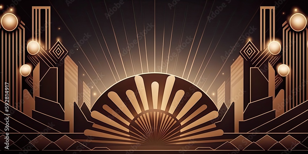 Abstract art deco. Great Gatsby 1920s geometric architecture background ...