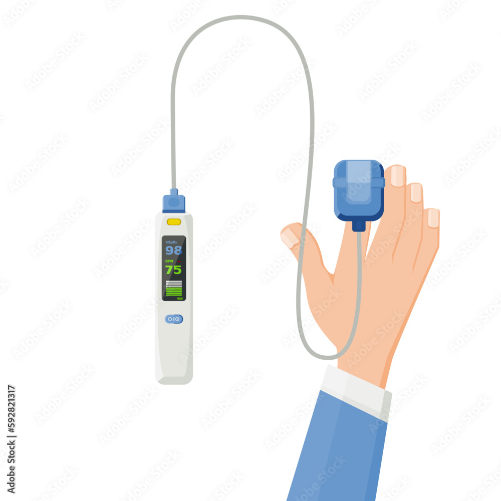 Plakát Medical equipment, Finger Pulse Oximeter measures oxygen ...