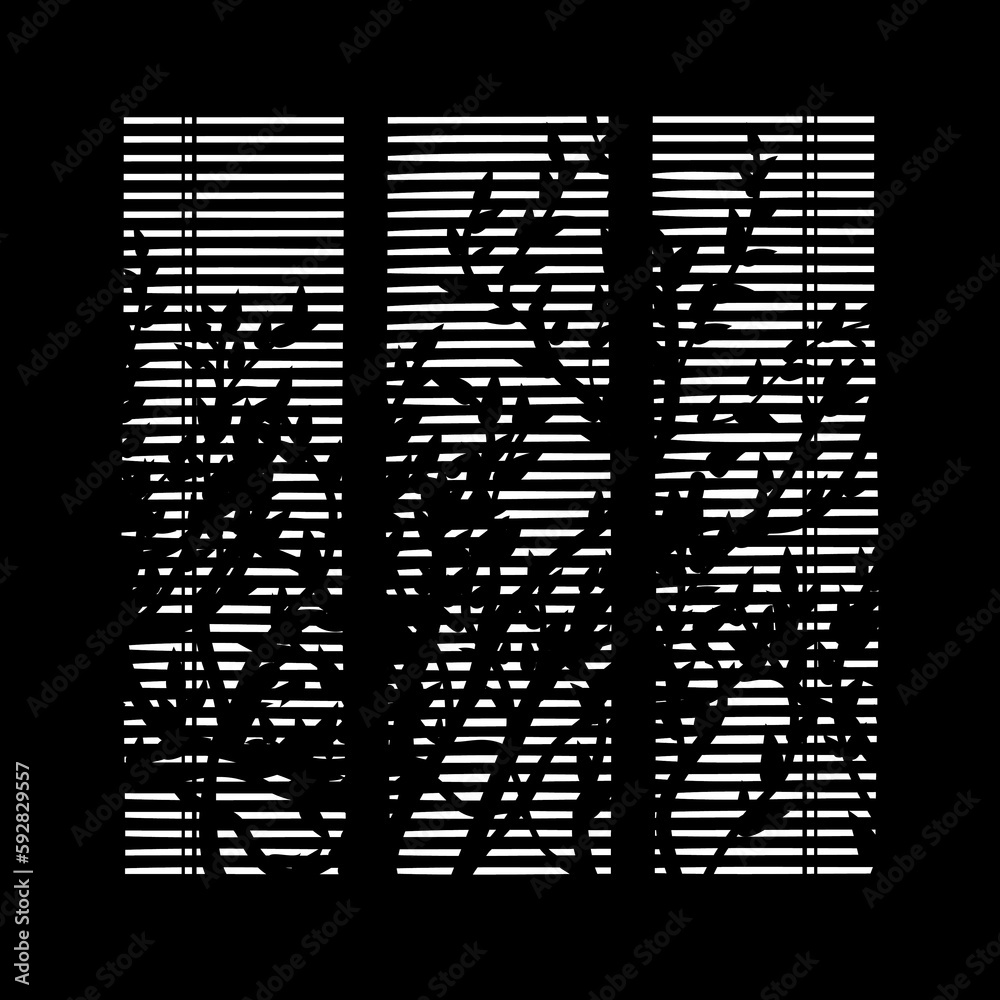 Silhouette of window and bushes on black. Gobo mask for light source ...