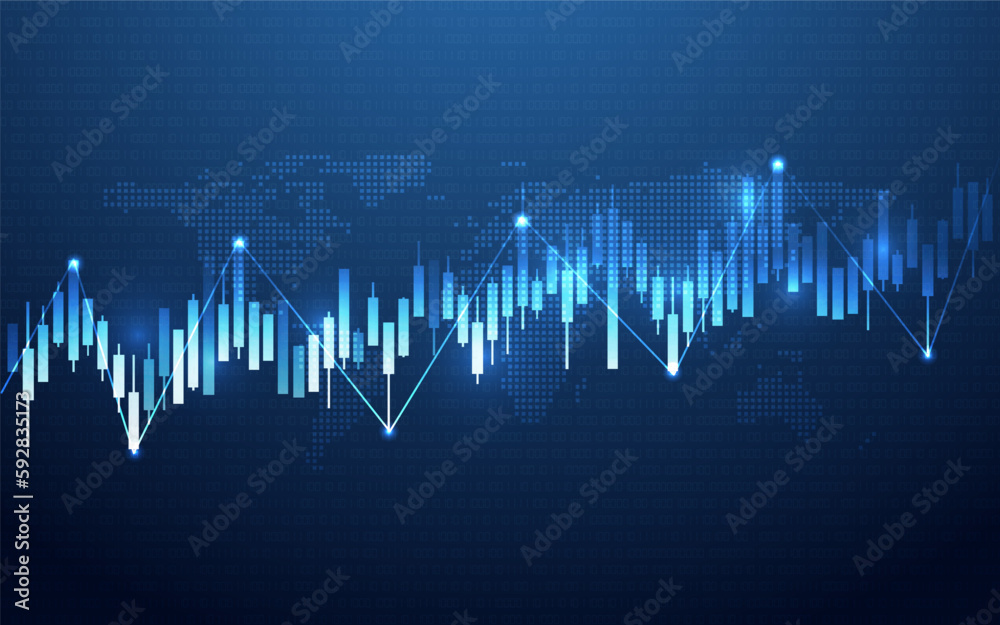 Blue financial chart and business trade investment in stock market ...