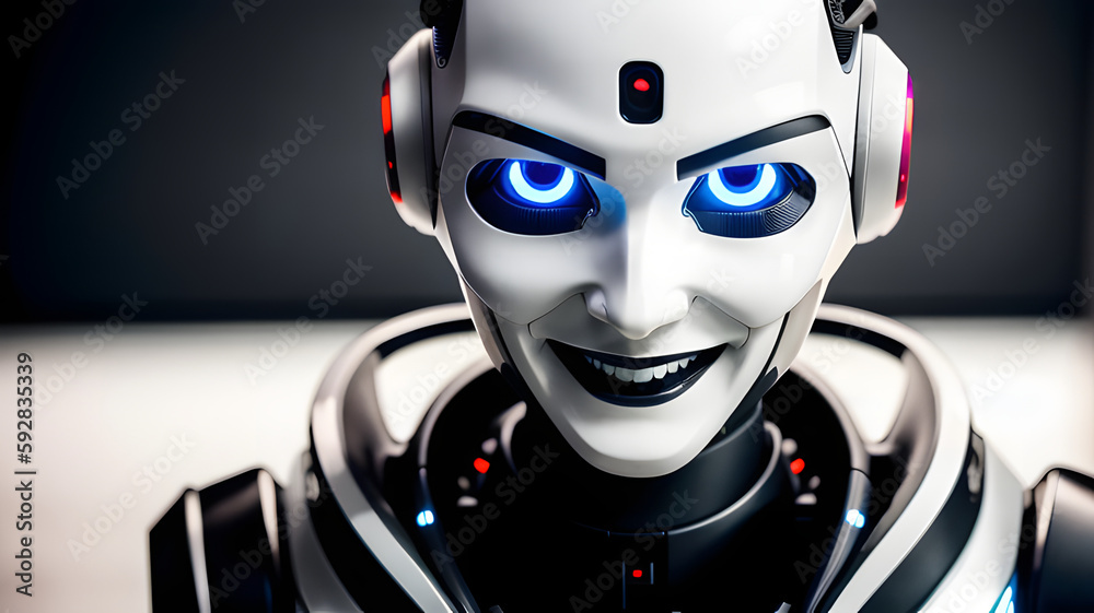 robot smiling futuristic advanced robotics tech artificial intelligence ...