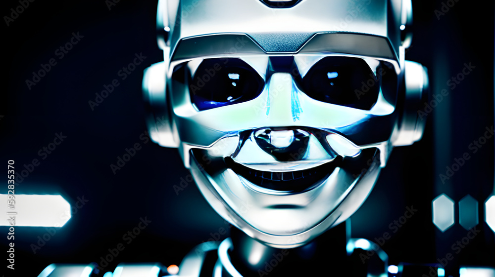 robot smiling futuristic advanced robotics tech artificial intelligence ...