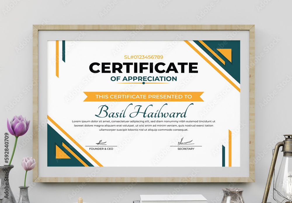 Minimalist Certificate Design Layout Stock Template | Adobe Stock