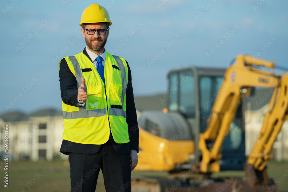 engineer man at civil engineering outdoor, welcome. engineer man at ...