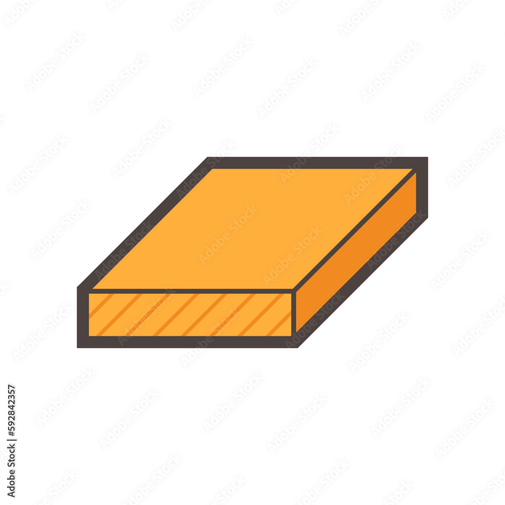 Rectangular wood, girder or lumber vector icon. Natural material by ...