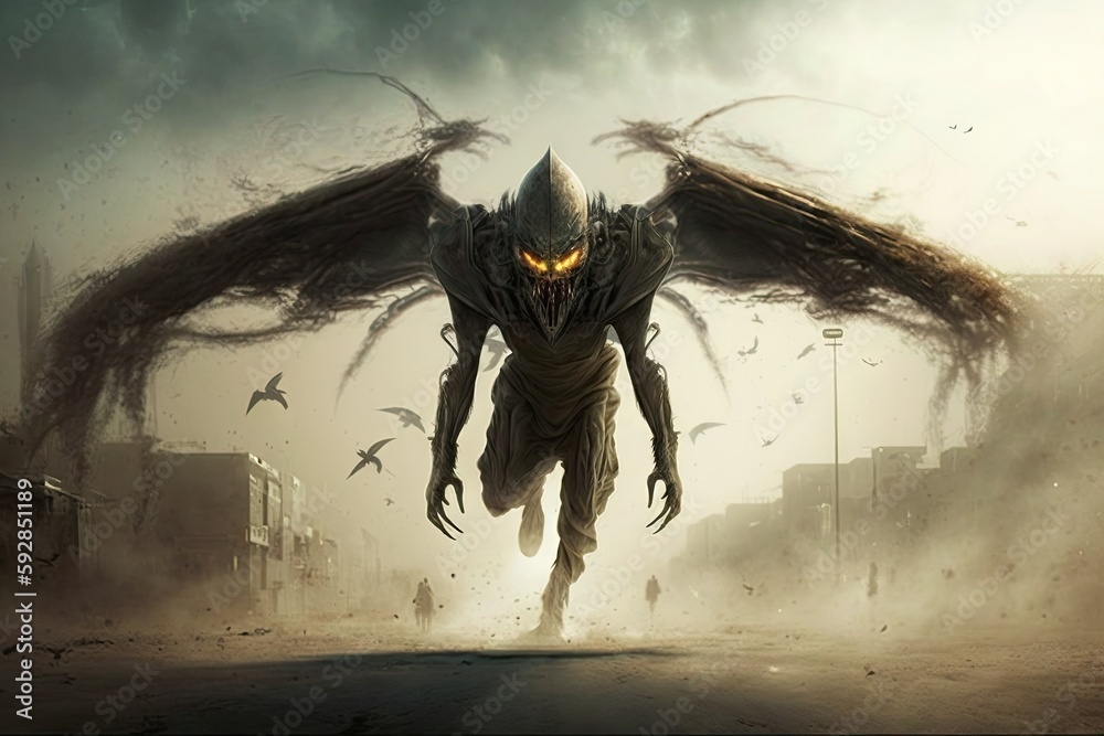 flying monsters depicted in horror movie creature walking in air ...