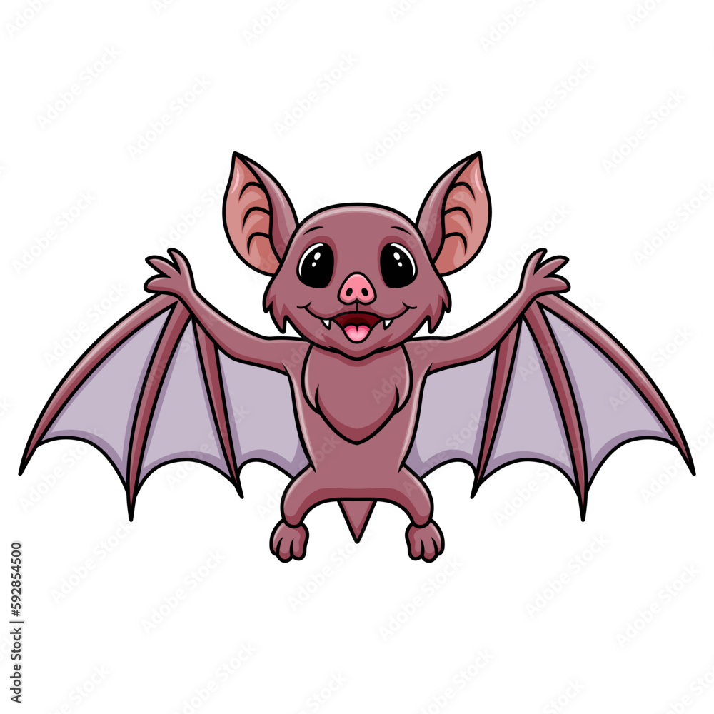 Cartoon Cute small bat flying Stock Vector | Adobe Stock