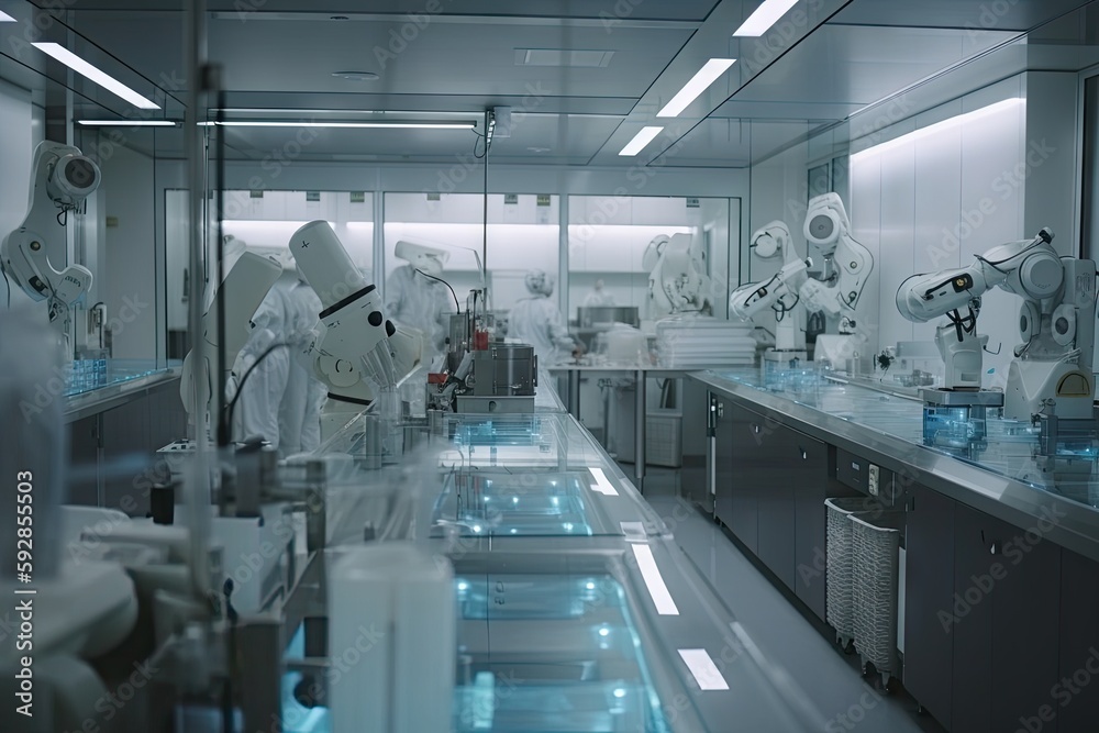 series of cleanroom and sterile environment robots working together to ...