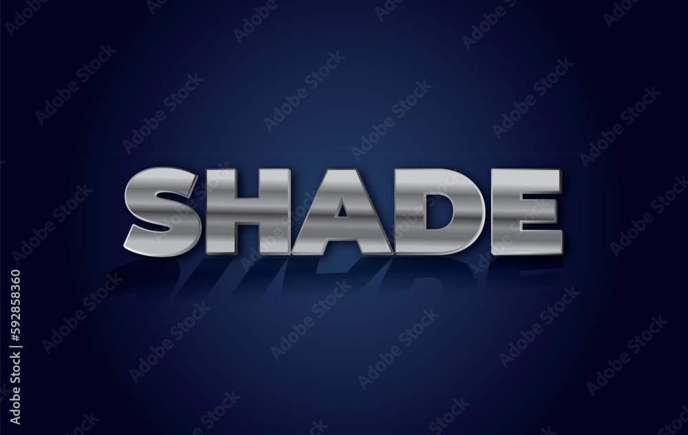 A blue background with the word shade in silver letters, 3d render of a ...