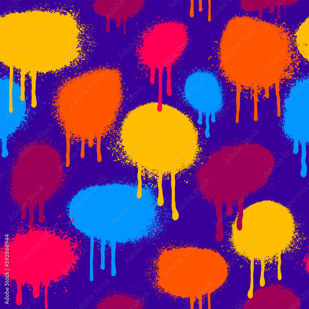 Seamless pattern of graffiti spray paint drips. Graffiti elements lines ...