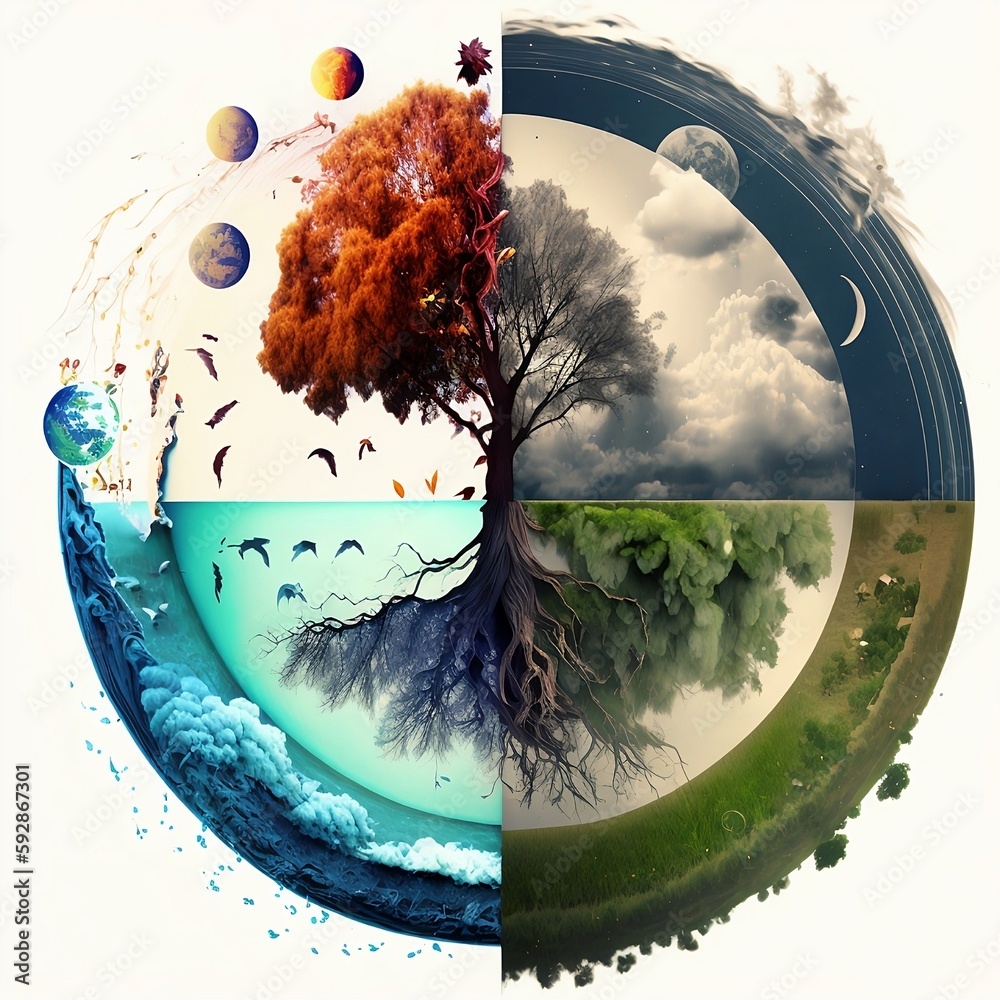 Illustration showing diversity in plants and ecosystems on earth, with ...