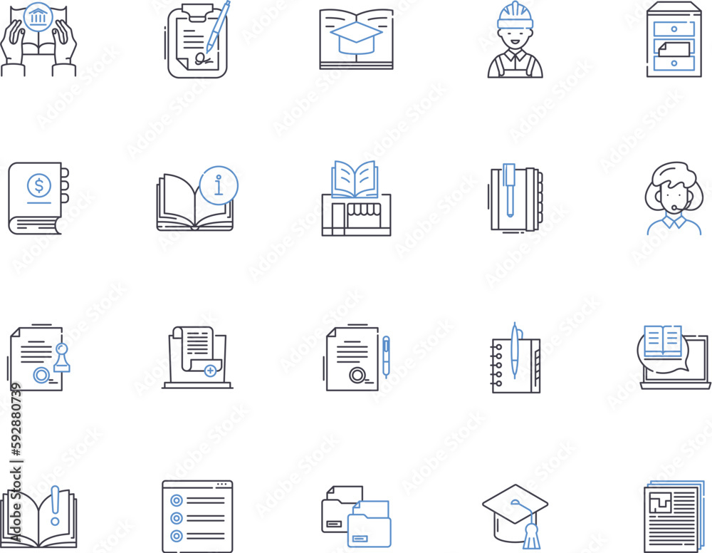 Book outline icons collection. Novel, Reading, Fiction, Textbook, Story ...