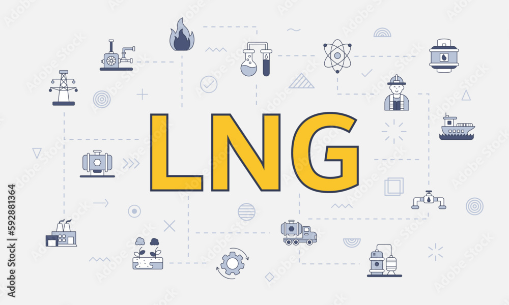 lng concept with icon set with big word or text on center Stock Vector | Adobe Stock