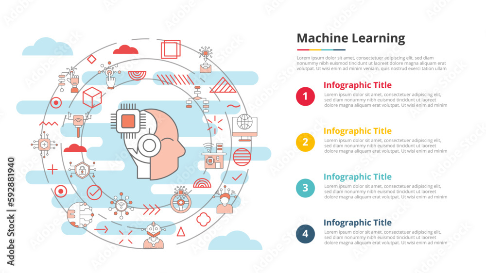 machine learning concept for infographic template banner with four ...