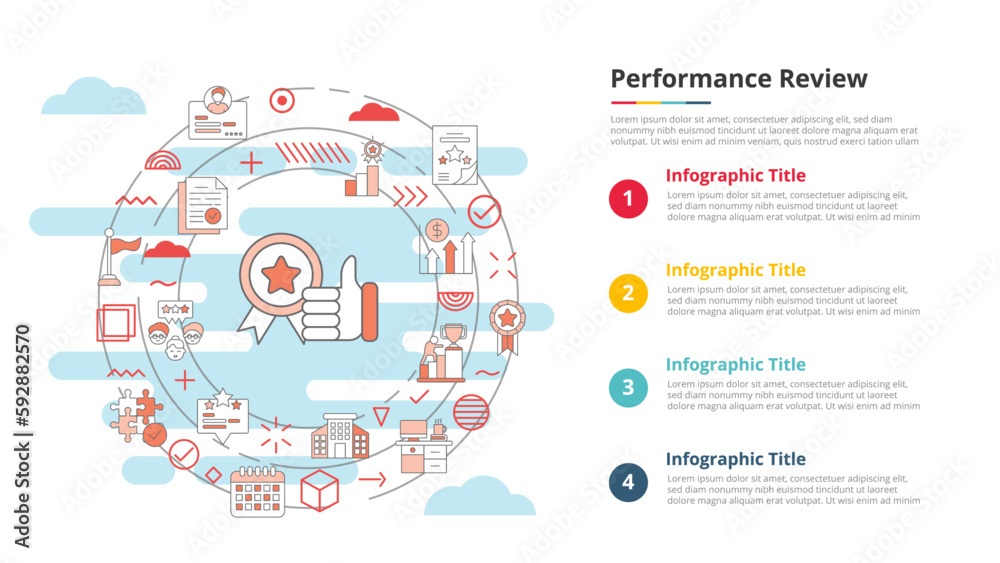 performance review concept for infographic template banner with four ...