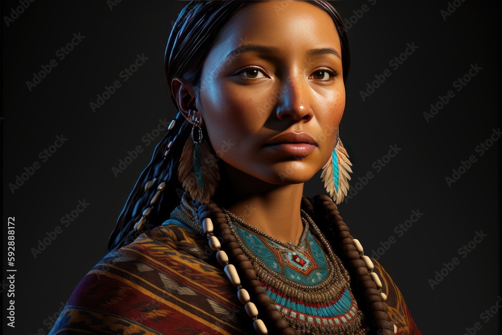 Native american person, woman in traditional clothing, created with ...